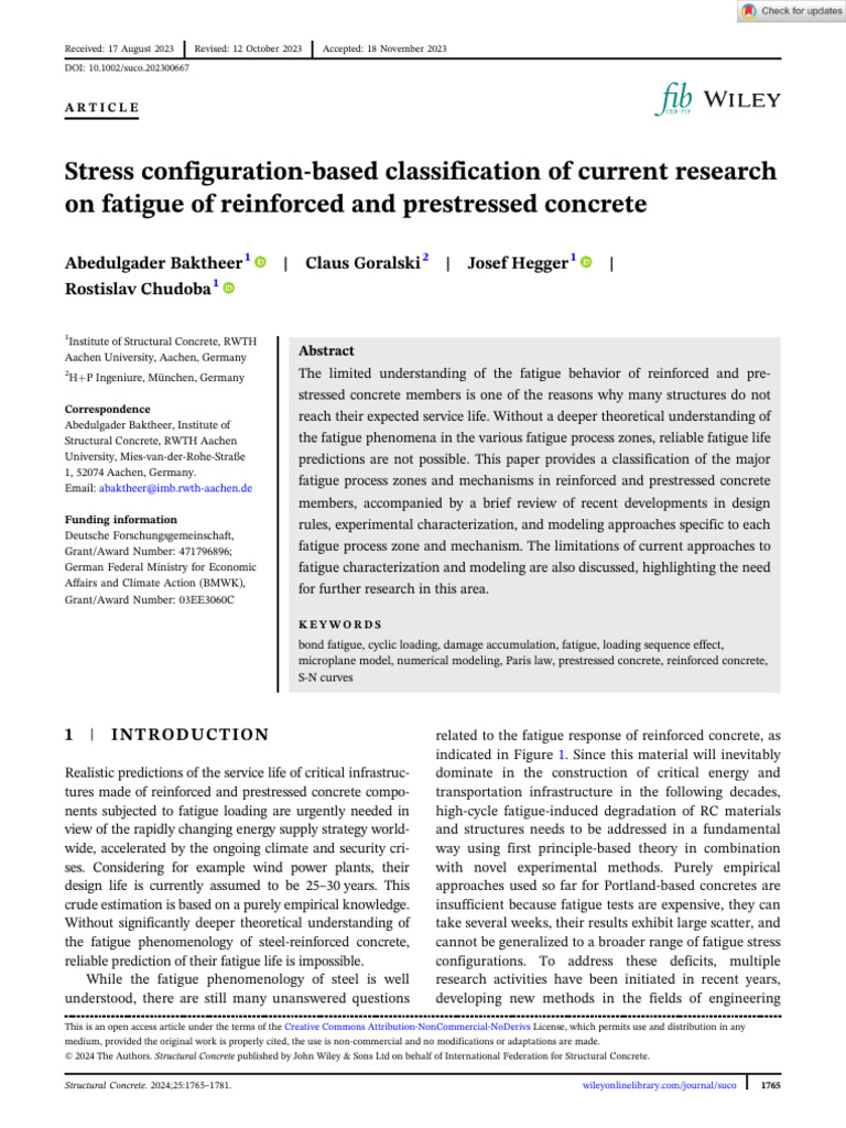 Structural Concrete - 2024 - Baktheer - Stress Configuration Based ...