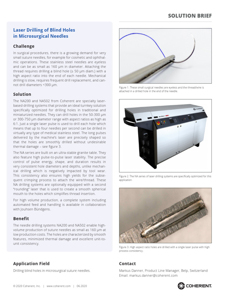 Laser Drilling Blind Holes in Microsurgical Needles SB | PDF | Surgery ...