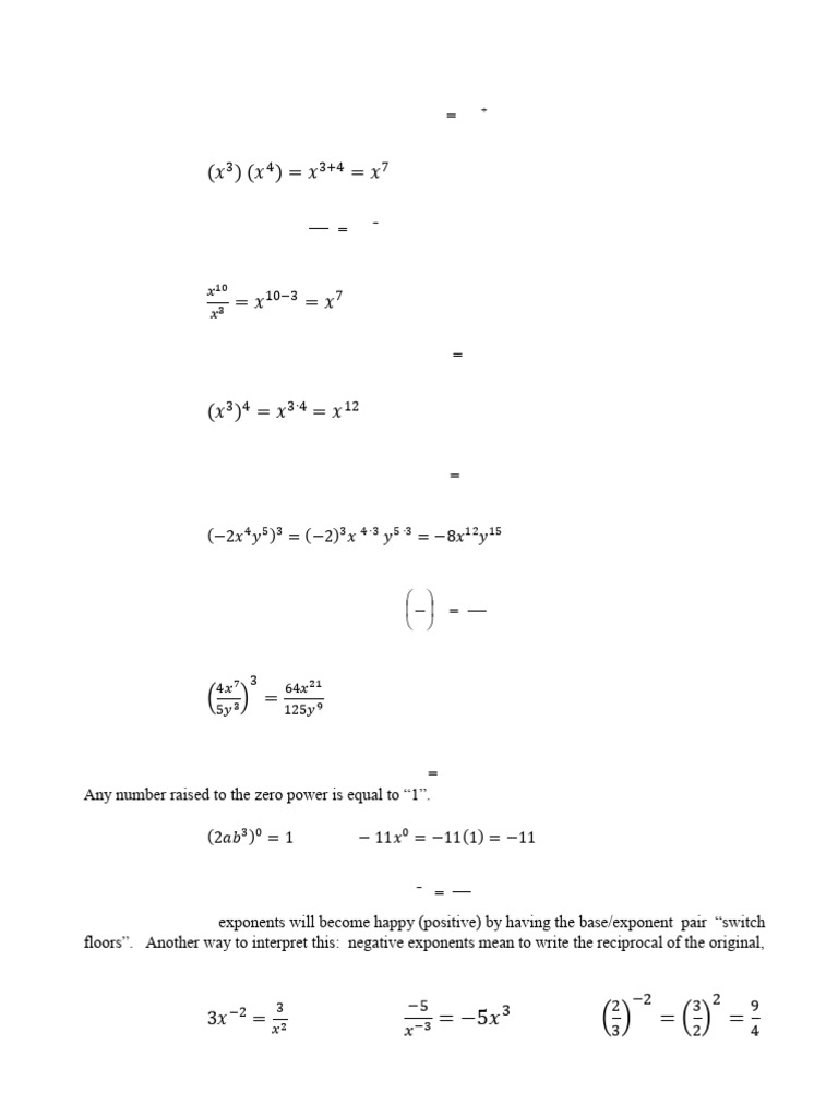 Exponent Properties | PDF