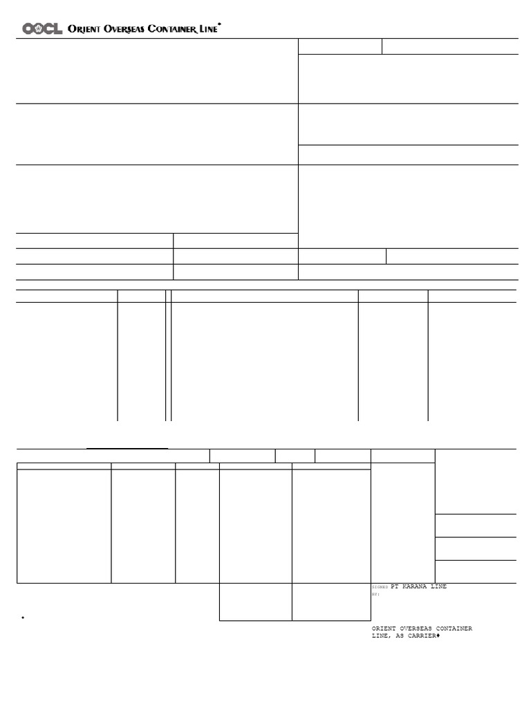 Non-Negotiable Bill of Lading Template | PDF | Cargo | Bill Of Lading