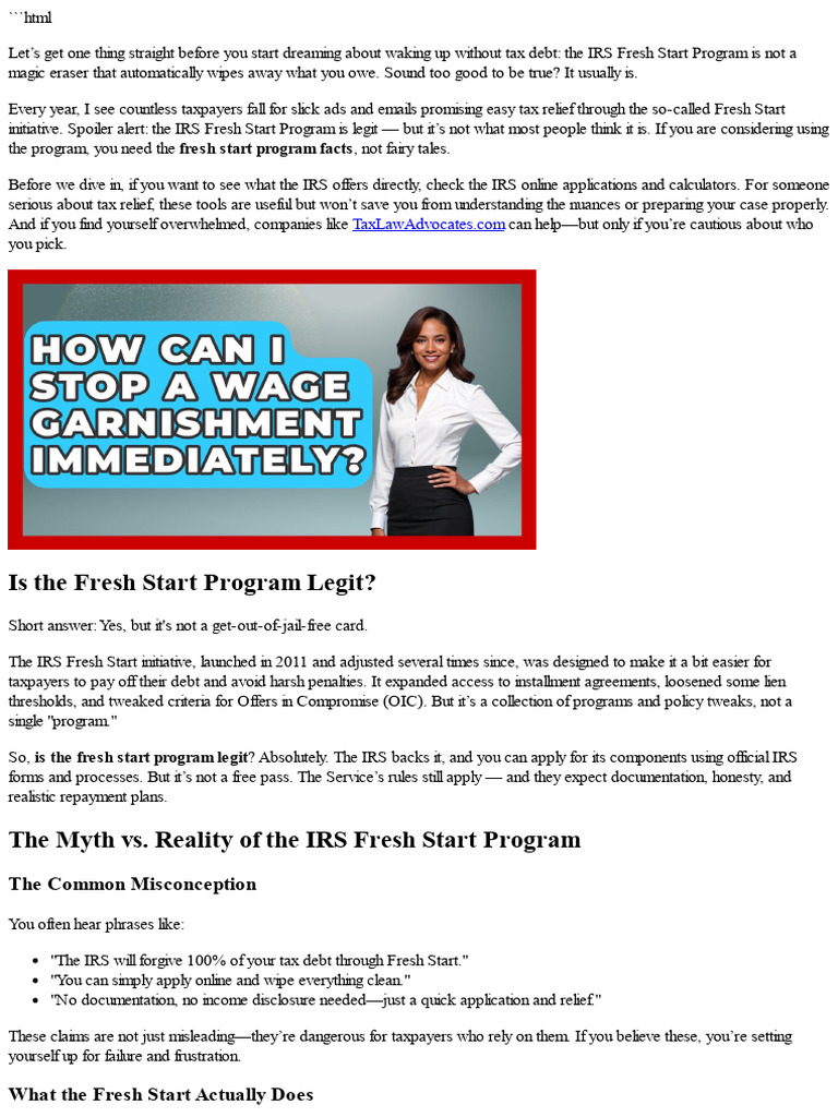 What Is The IRS Fresh Start Program Really? 178880 | PDF | Payments ...