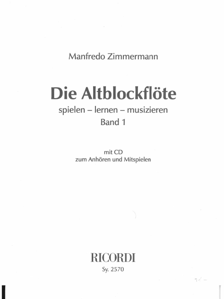 Ebook - Die Altblockflote - Zimmerman - Vol 1 | PDF