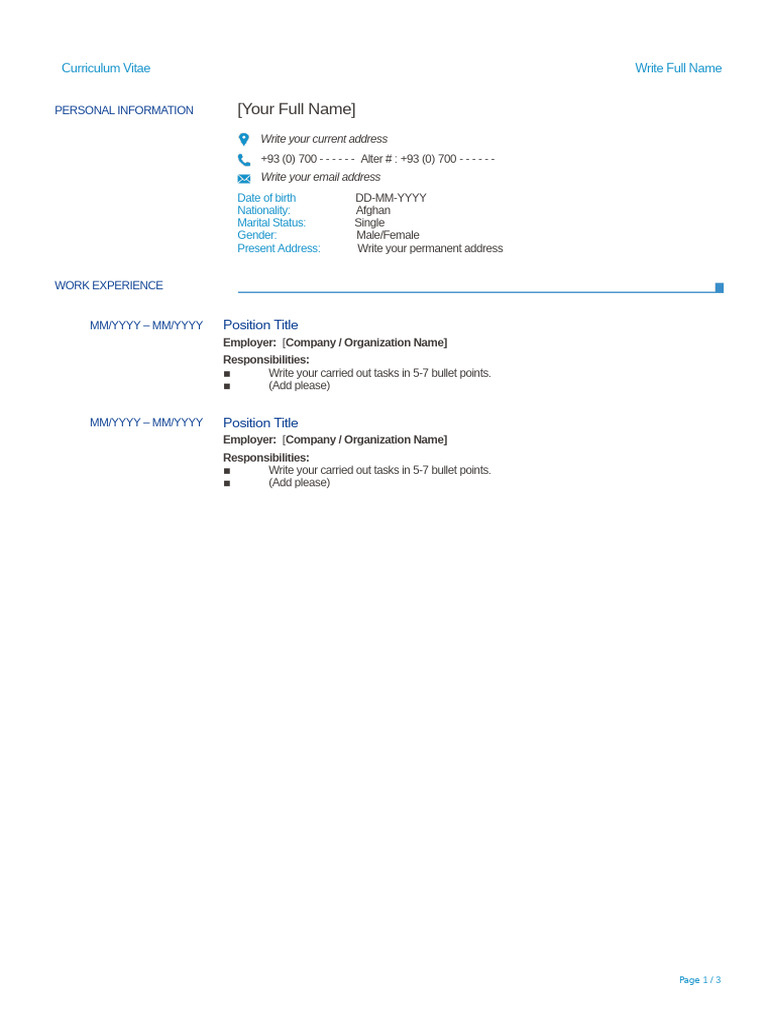 Europass CV Template | PDF