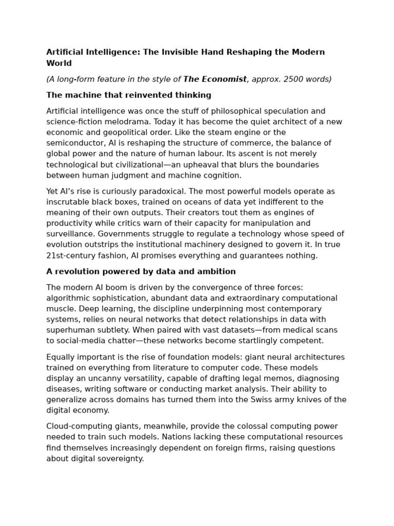 AI's Impact on Economy and Society | PDF | Artificial Intelligence ...