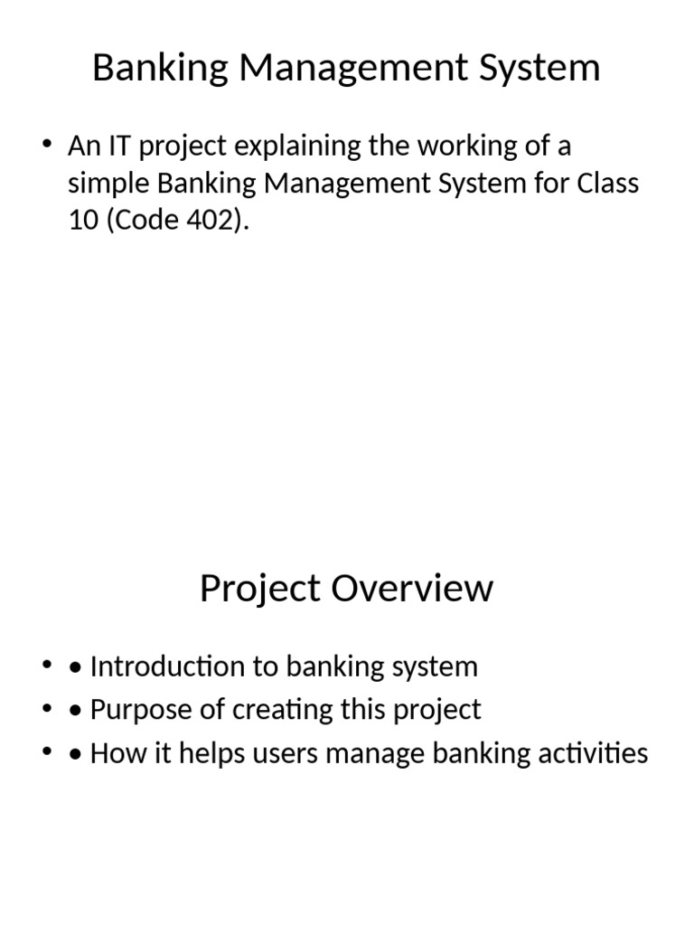 Banking Management System Project 20slides | PDF | Usability | Banks