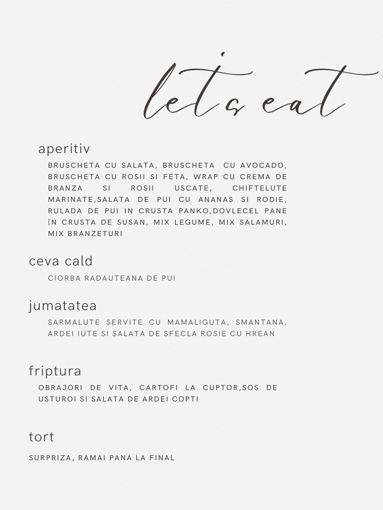 Oat Beige Minimalist Modern Script Wedding Dinner Menu | PDF