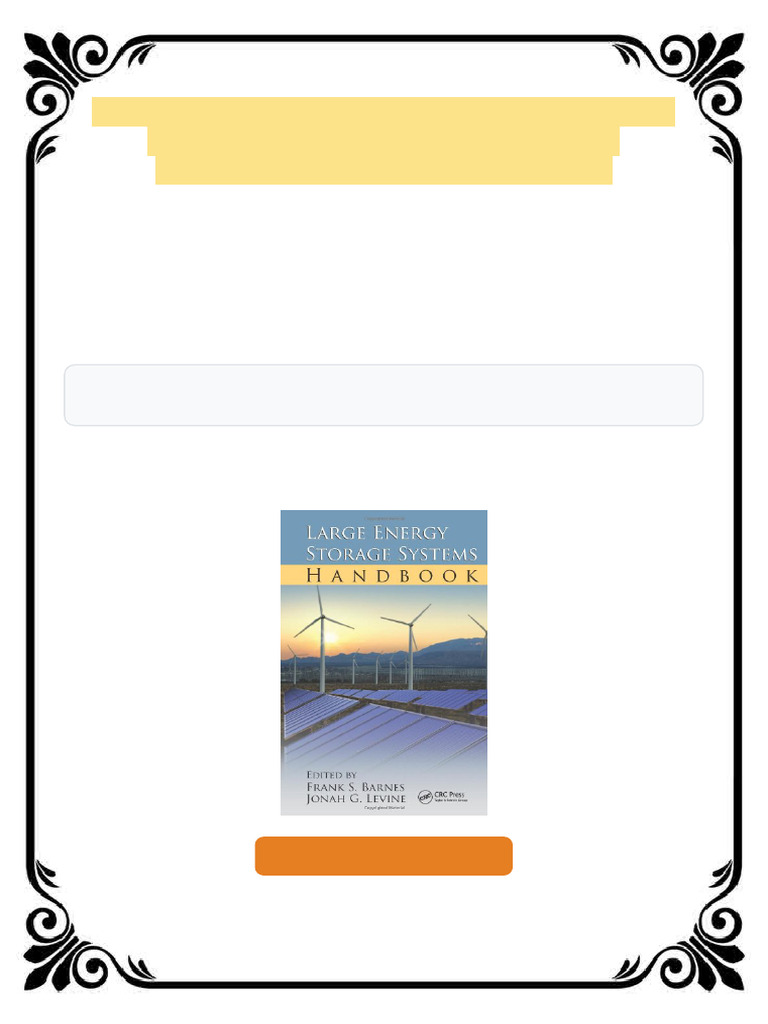 Large Energy Storage Systems Handbook The CRC Press Series in ...