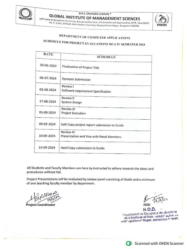 Mca 4th Semester Project Schedule | PDF