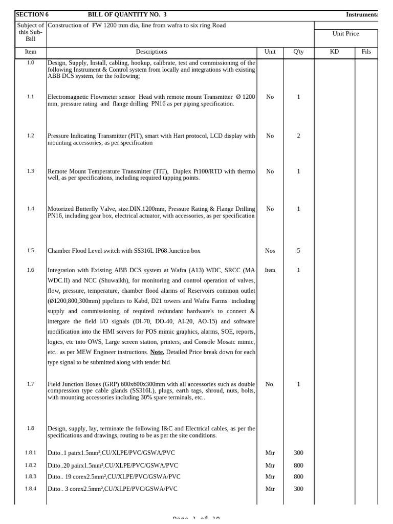 Sec.6 BOQ 3 TIC | PDF | Optical Fiber | Instrumentation