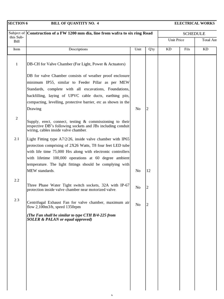 BoQ No 4 | PDF | Valve | Electrical Components