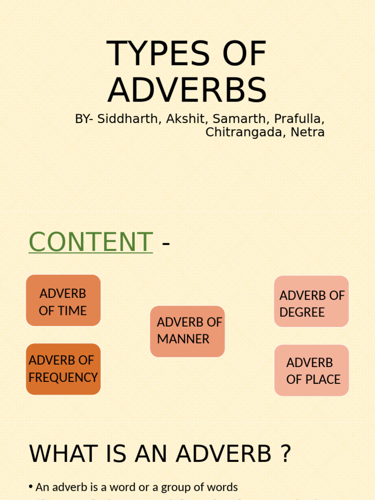 Types of Adverbs Explained | PDF