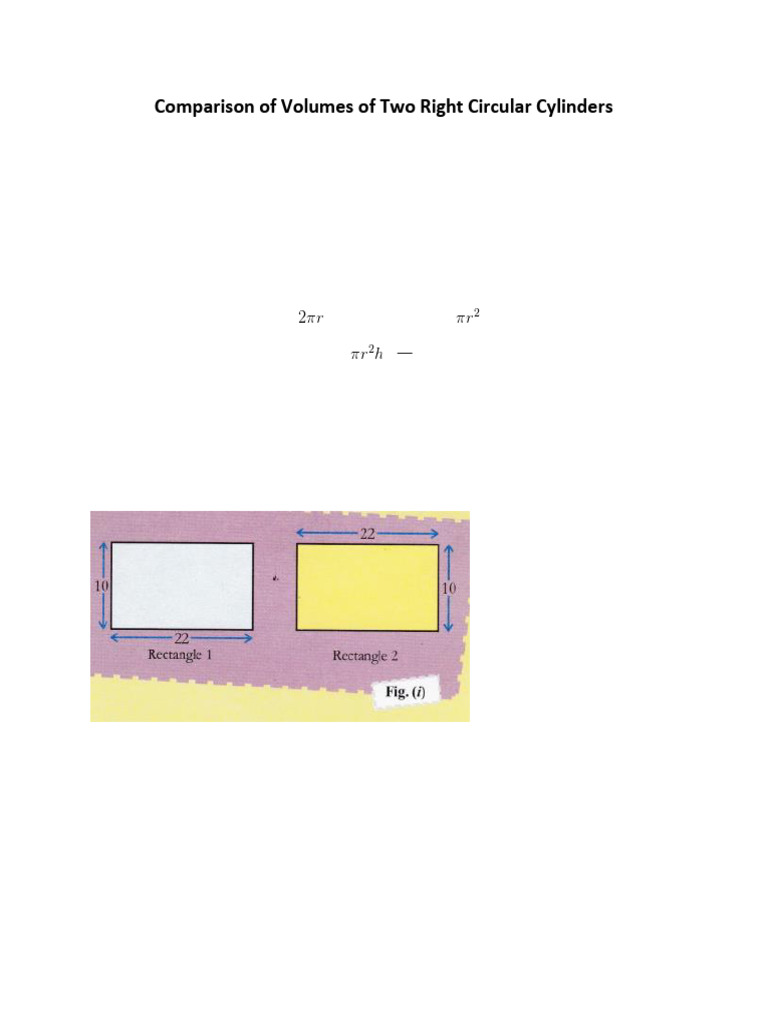 Volume Comparison of Right Cylinders | PDF | Length | Volume