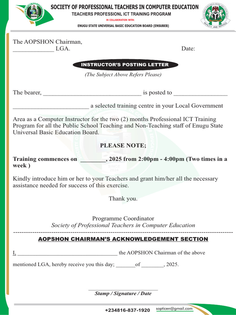Posting Letter New | PDF