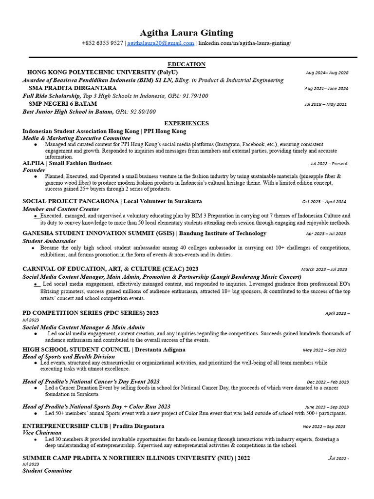 Curriculum Vitae - Agitha Laura Ginting-4 | PDF | Indonesia