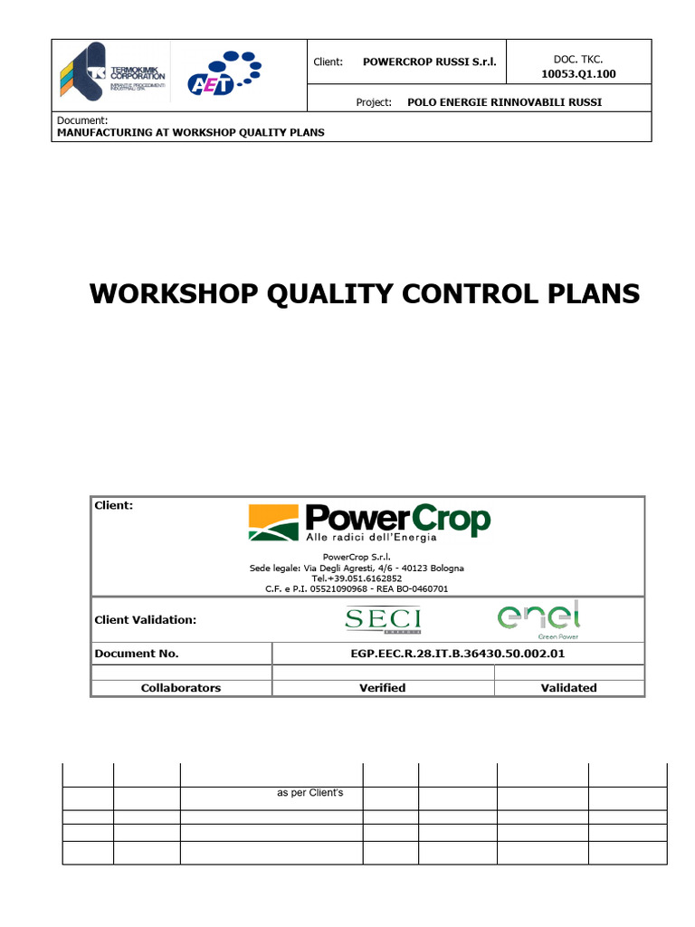 10053.Q1.100 Rev. 04 Quality Control Plan | PDF | Mechanical Engineering