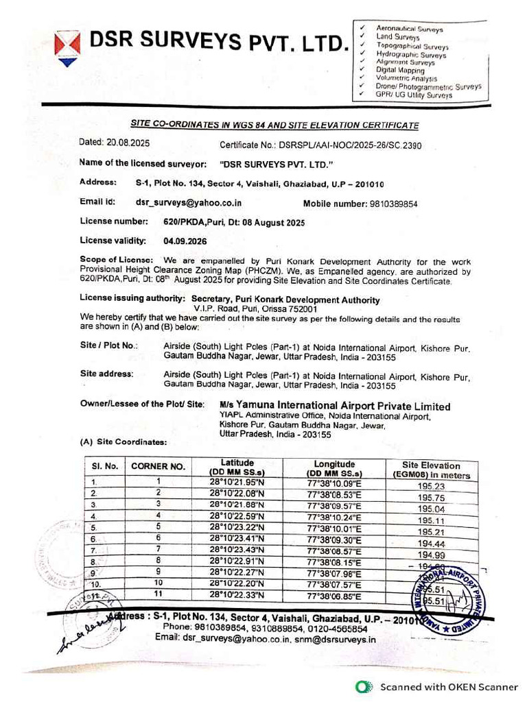 Airside Light Poles South Side (Part-1) Certificate | PDF