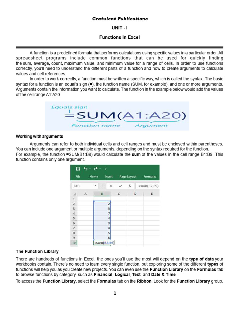 Excel Functions Guide: Syntax & Usage | PDF | Database Index ...