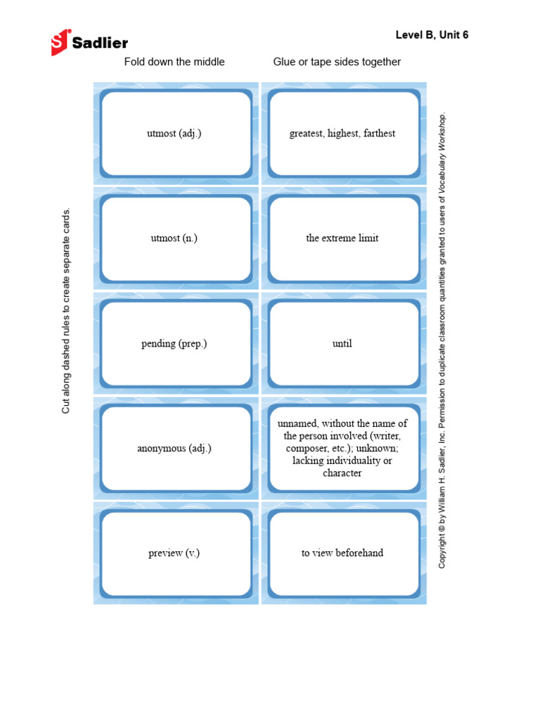 Sadlier Flash Card | PDF