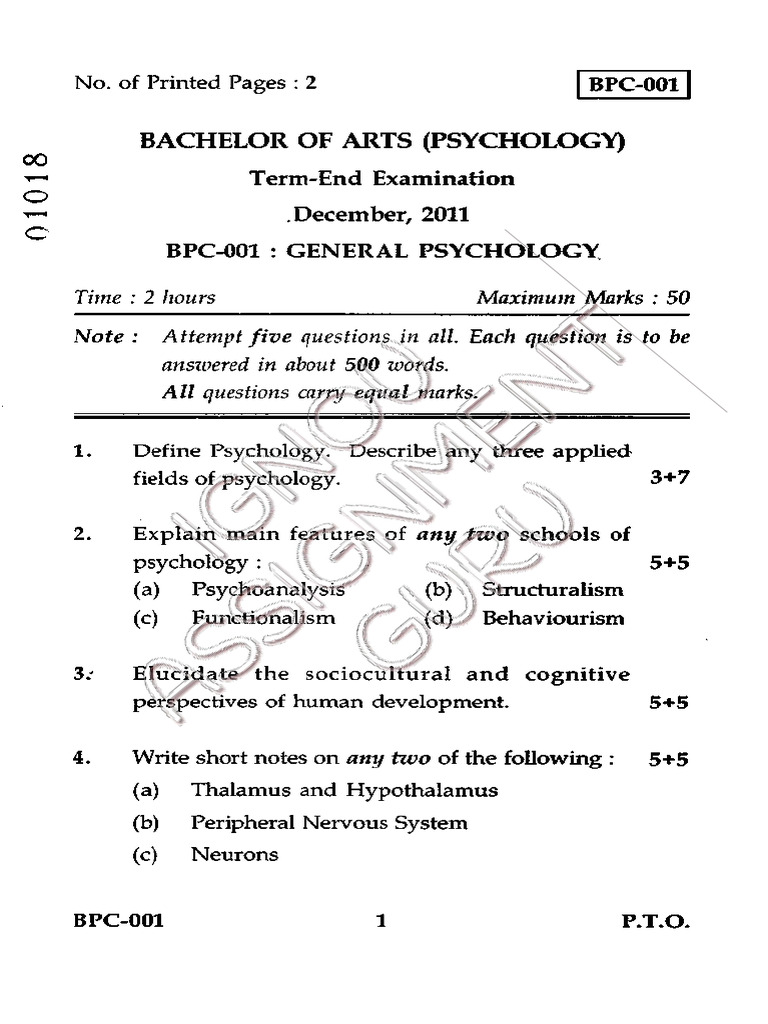 General Psychology Exam Guide | PDF