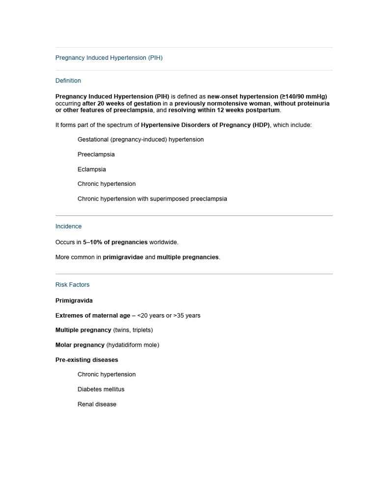 Pih (Obs | PDF | Hypertension | Human Diseases And Disorders