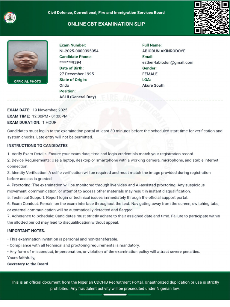 Abiodun Esther Akinrodoye Application Slip (2) | PDF