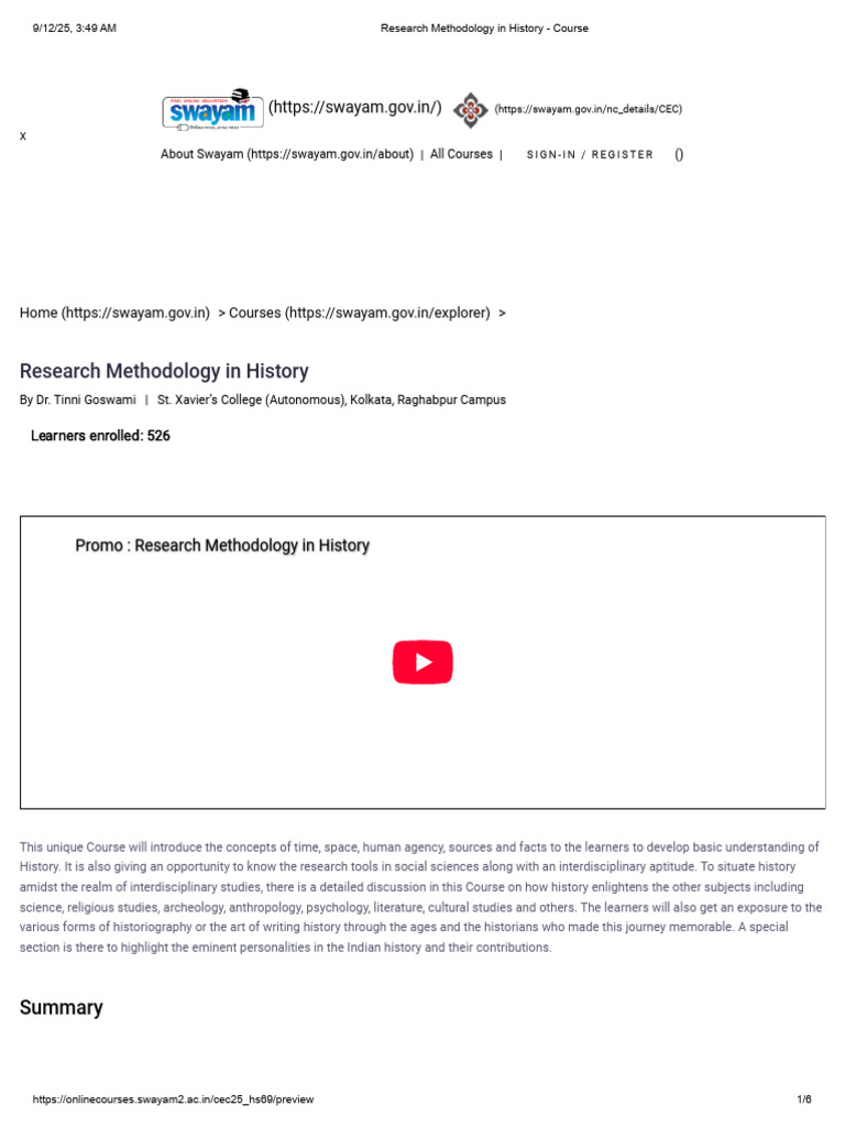 Research Methodology in History - Course | PDF | Historiography ...