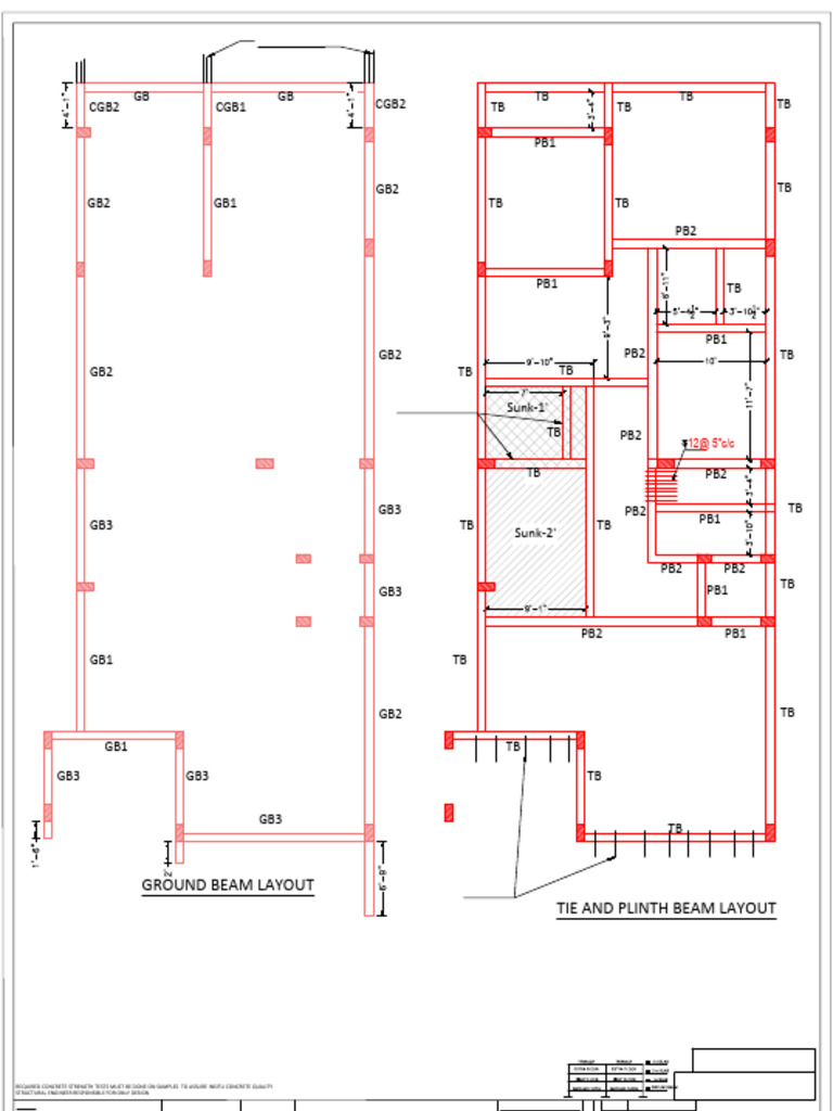 Ground and Plinth Beam Layout Guide | PDF | Concrete | Beam (Structure)
