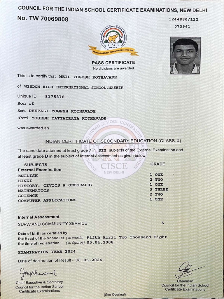 Class X Certificate - Compressed | PDF