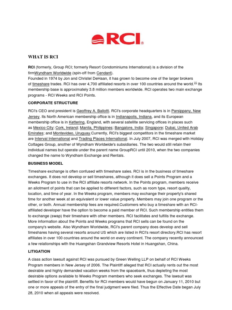 RCI | PDF | Companies | Business
