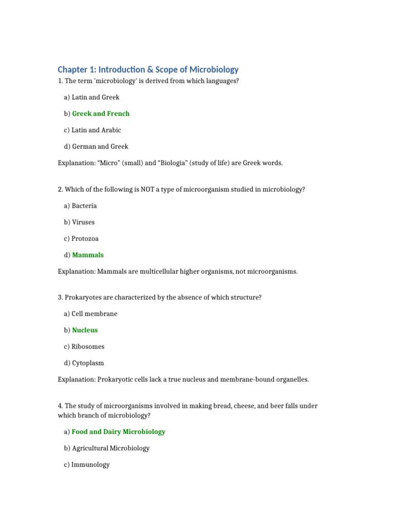Microbiology MCQs Ch1 Ch2 | PDF