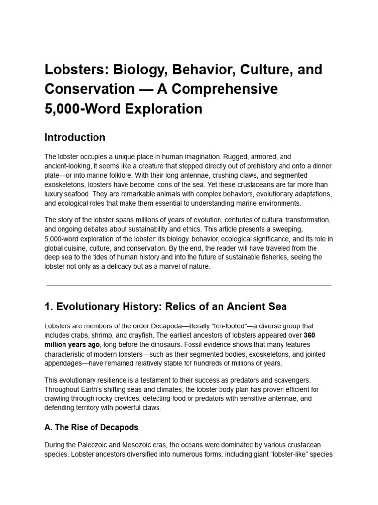 Lobsters - Biology, Behavior, Culture, and Conservation - A ...