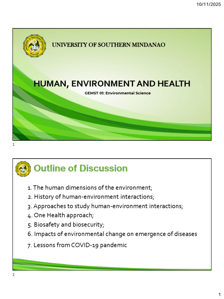 Human-Environment Health Interactions | PDF | Hazards | Personal ...