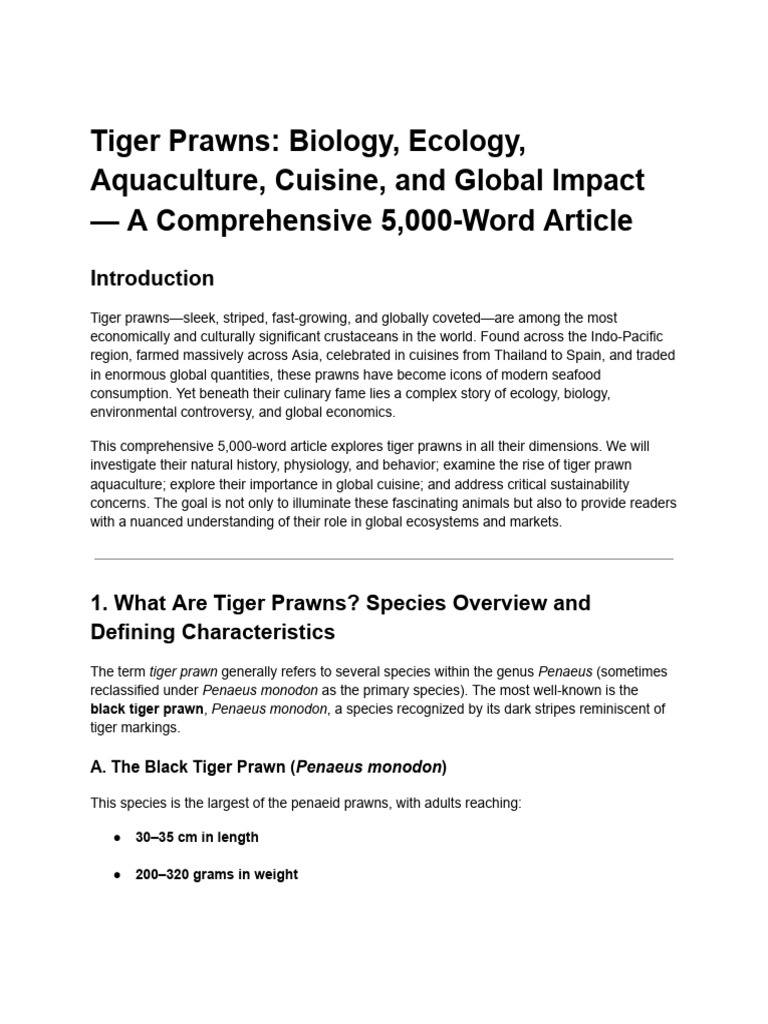 Tiger Prawns: Biology, Ecology, and Farming | PDF | Aquaculture ...