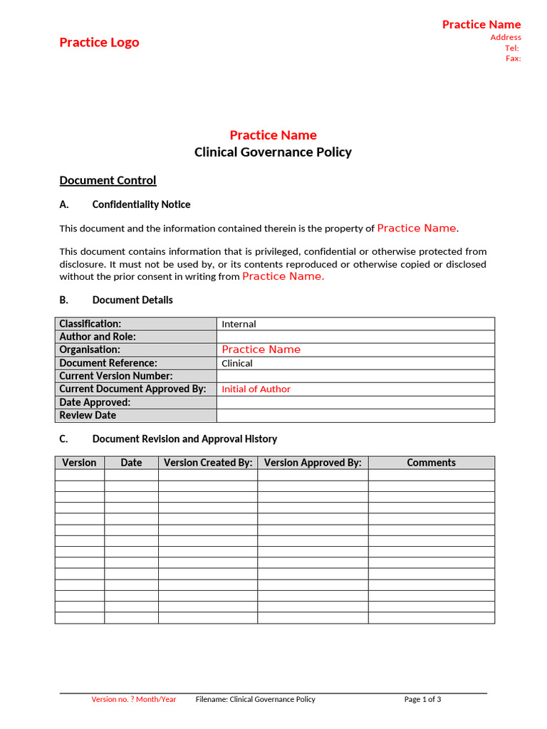 Clinical Governance Policy Overview | PDF | Health Care | Medicine