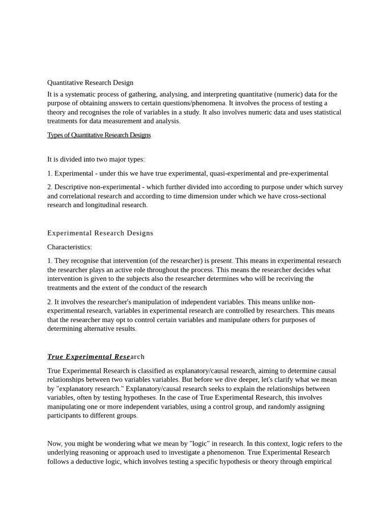 Quantitative Research Design Final | PDF | Experiment | Research Design
