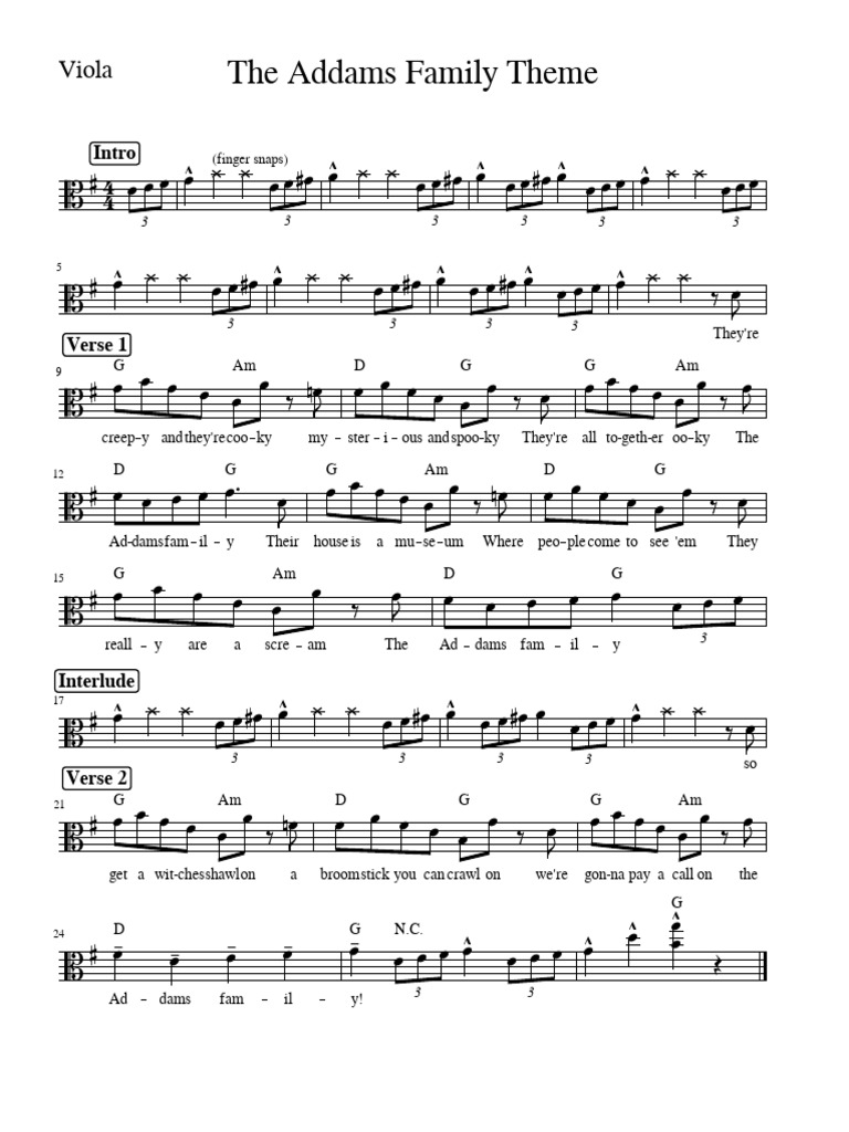 Addams Family Theme Sheet Music | PDF