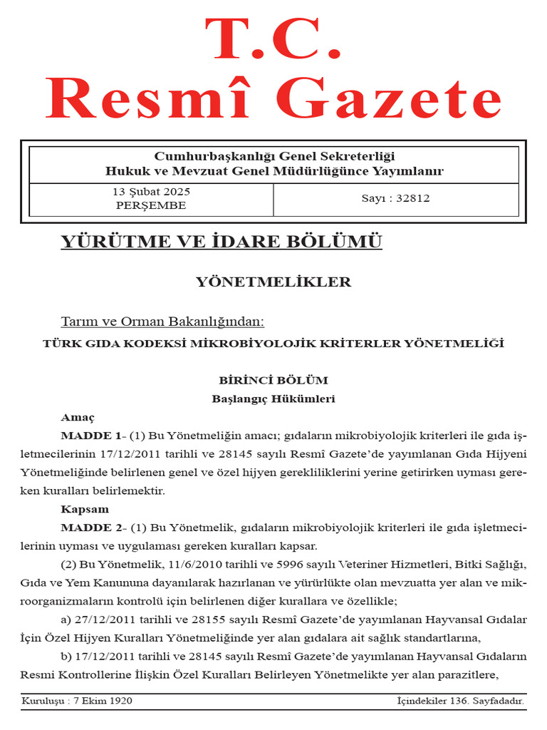 TGK Mi̇krobi̇yoloji̇k Kri̇terler Yön. 13.02.2025 | PDF