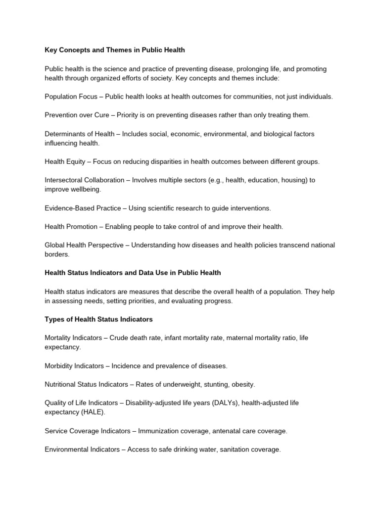Public Health Key Concepts and Indicators | PDF | Preventive Healthcare ...