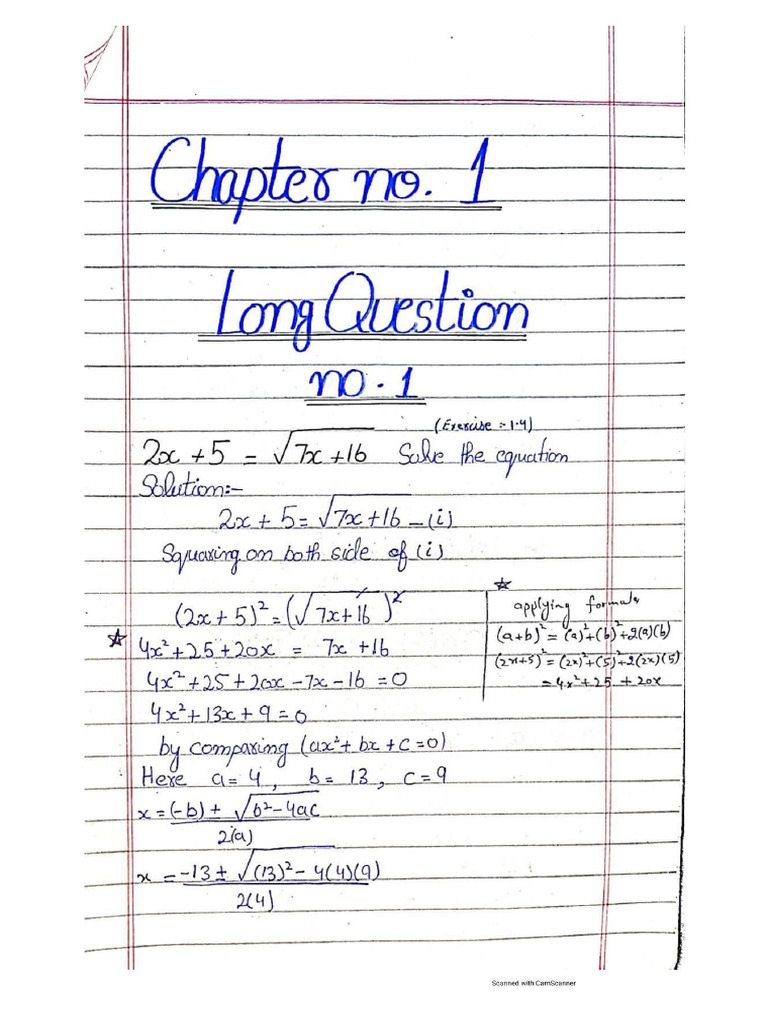 Mathematics 10th Class Important Long Questions Unit 1 | PDF
