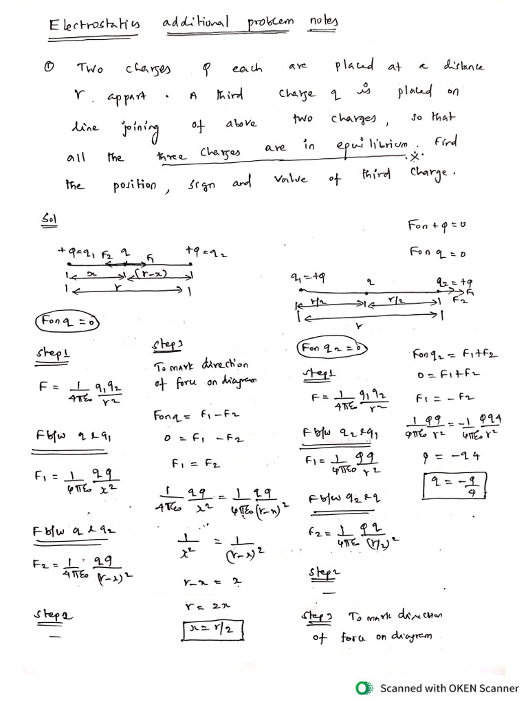 Electrostatics Additional Problem Notes | PDF
