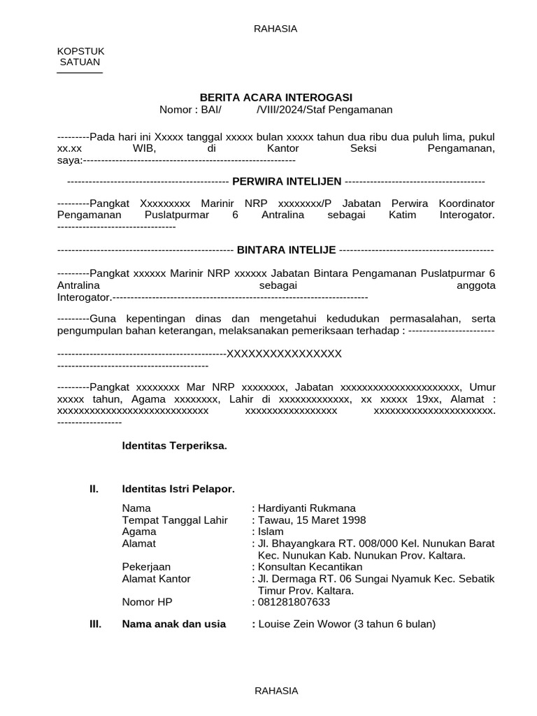 Berita Acara Interogasi Marinir 2024 | PDF