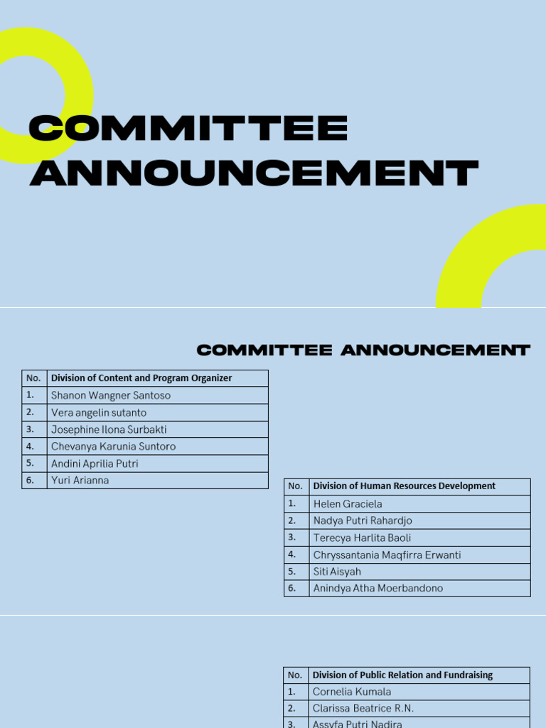 Commitee Announcement | PDF