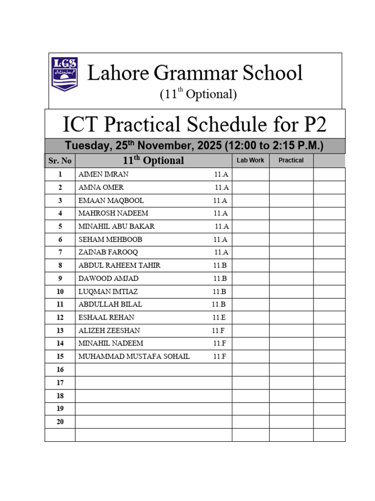 ICT Half Yearly Examination Practical Schedual For Grade 11optional ...