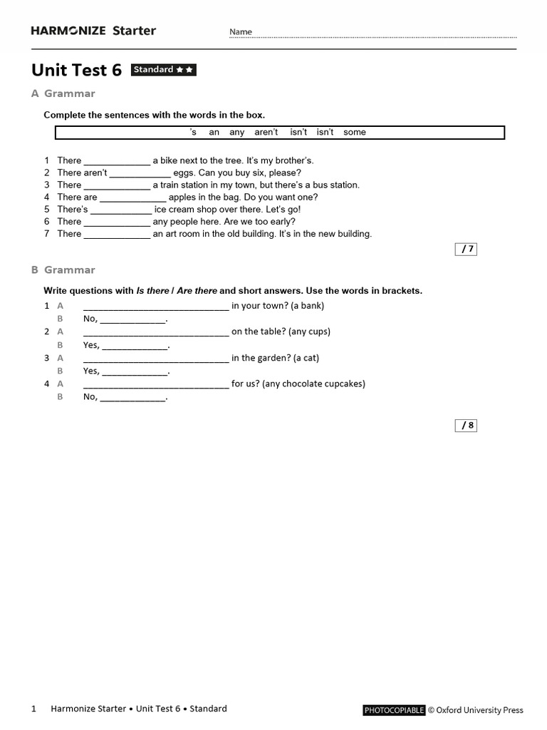 Unit Test 6: Grammar and Vocabulary | PDF | Bedroom | Home