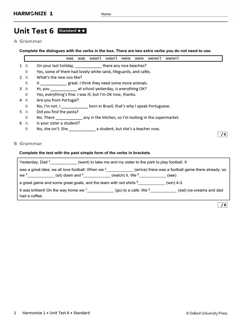 Grammar and Vocabulary Unit Test 6 | PDF | Orangutan | Borneo