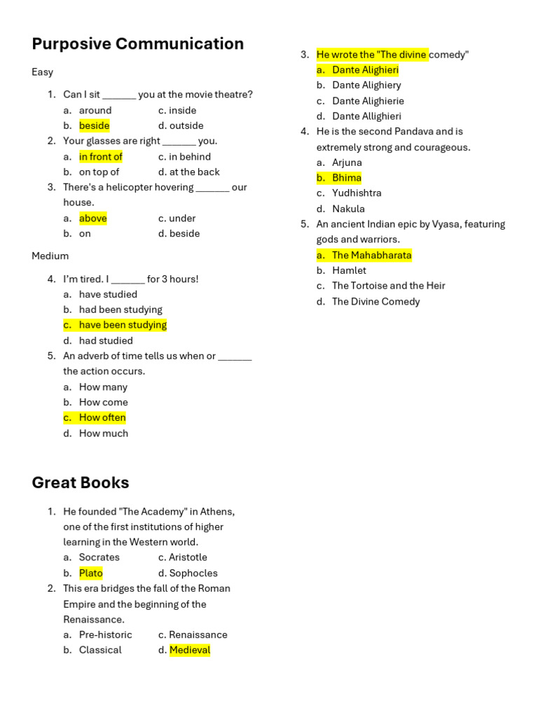 Purposive Communication Quiz Questions | PDF