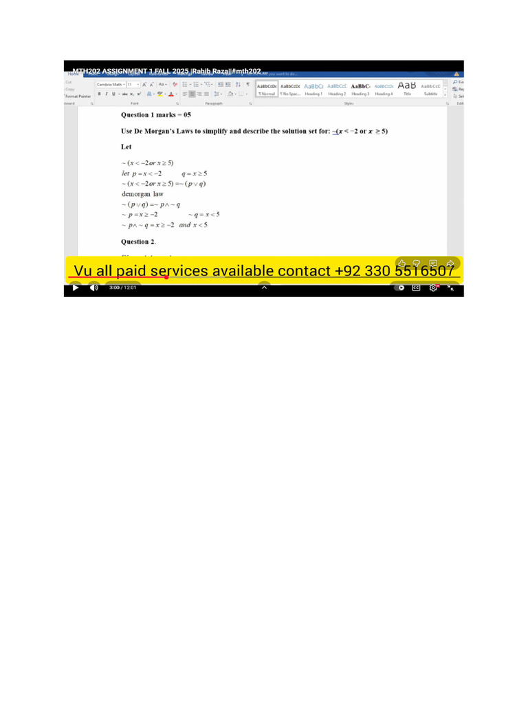 Math 202 Assignment Youtube | PDF
