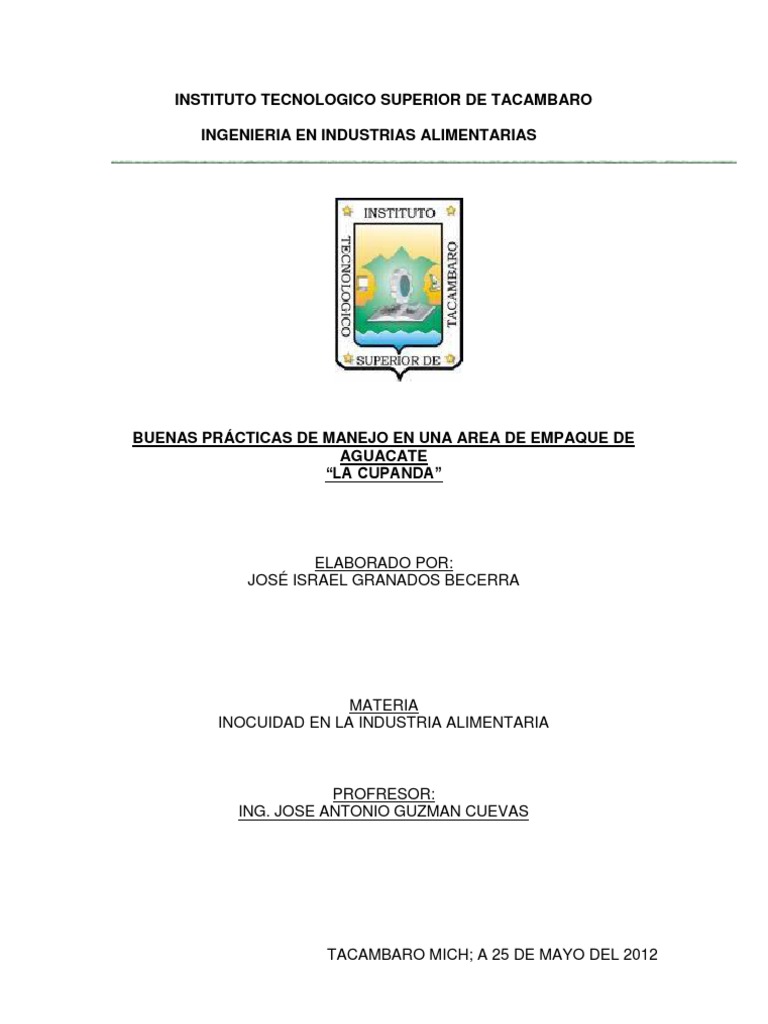 BPM en Area de Empaque de Aguacate | PDF | Industria de alimentos | Agua