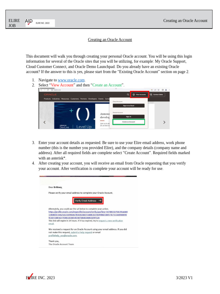 Creating An Oracle Account | PDF | Oracle Corporation | Computing