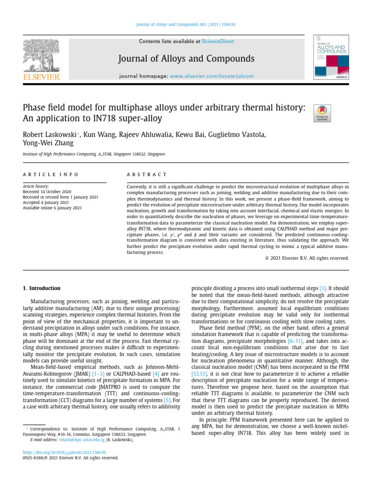 Laskowski - Etal - 2021 - Phase Field Model For Multiphase Alloys Under ...